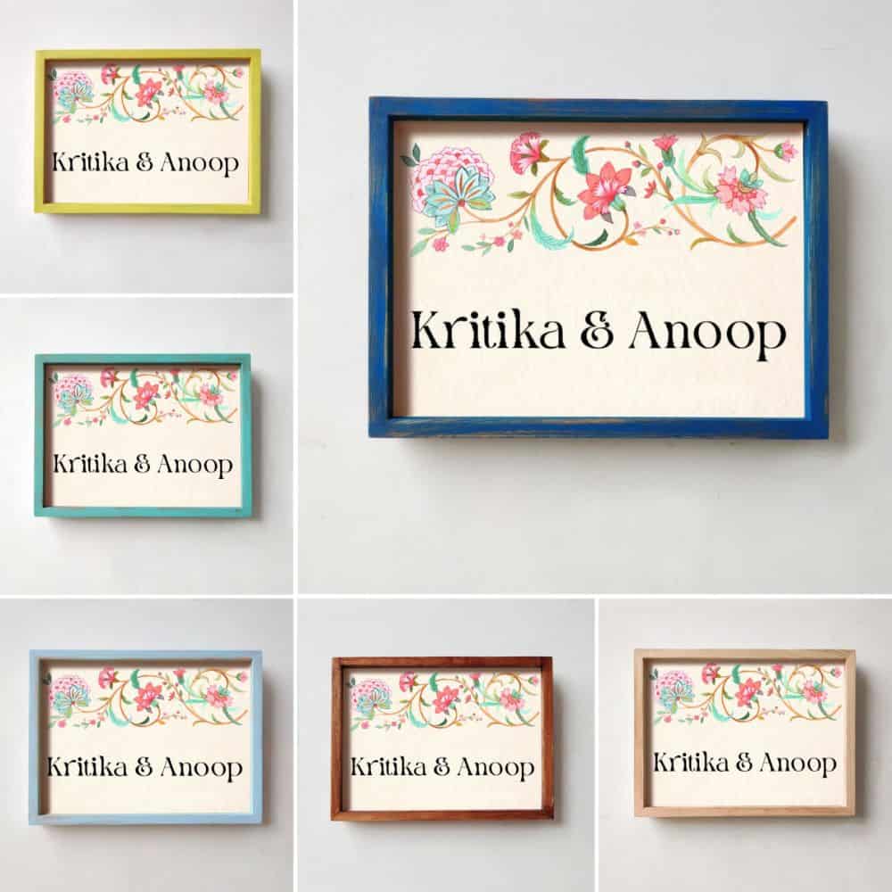 Printed Framed Name plate - Veli - orange and green | rangreli