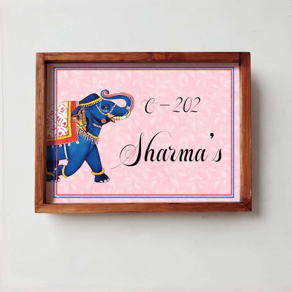 Veli - Handcrafted Framed Nameplate Orange & Green