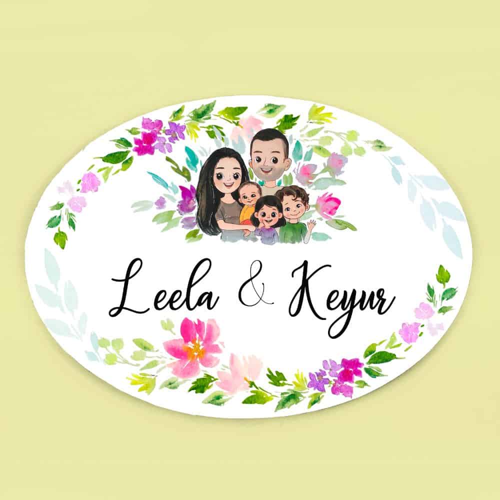 Family of 5 - Handpainted Personalised Name Plate