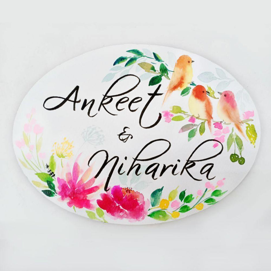 Personalized Floral Name Plates with Beautiful Flower Designs