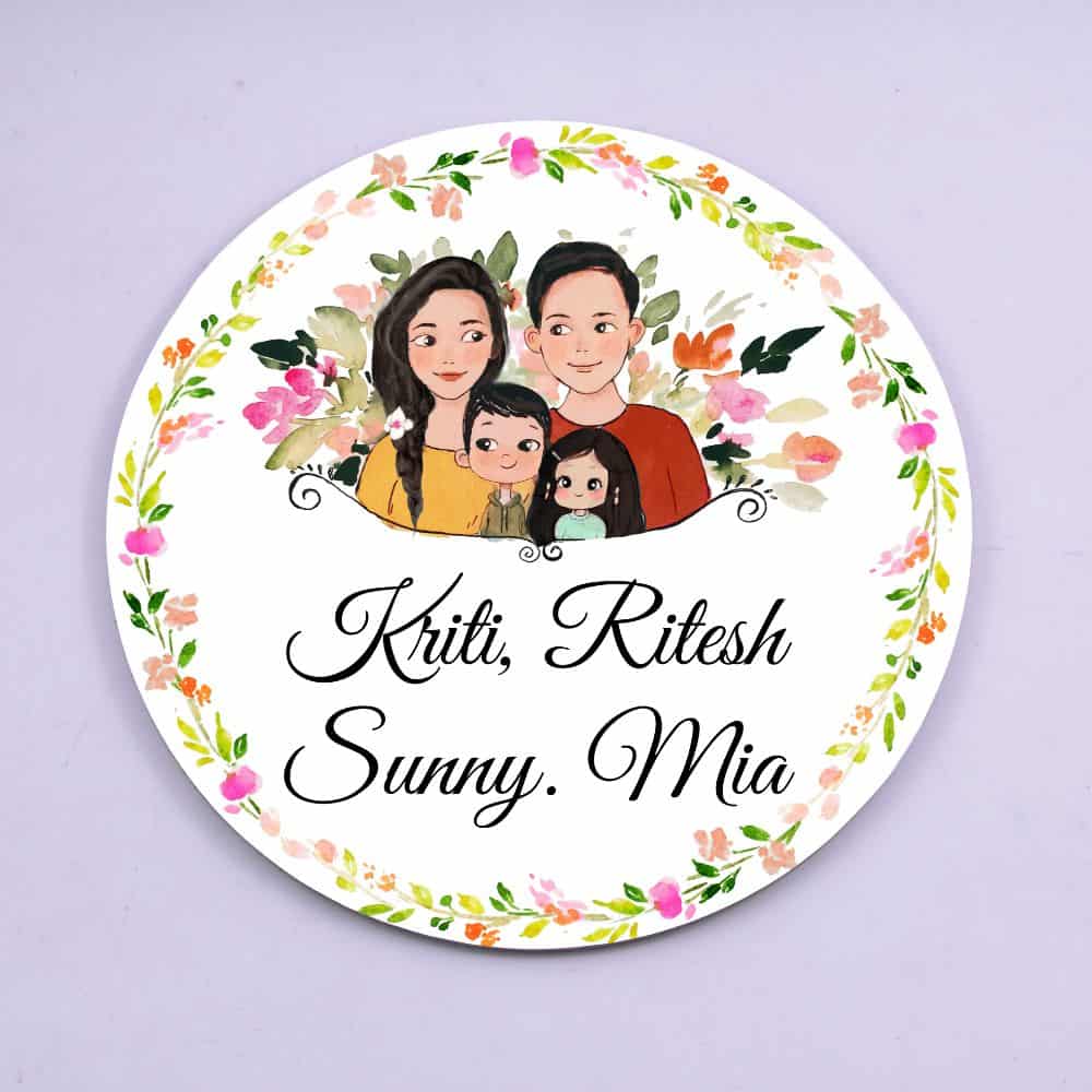 Handpainted Customized Name Plate - Family of 4 Name Plate | rangreli