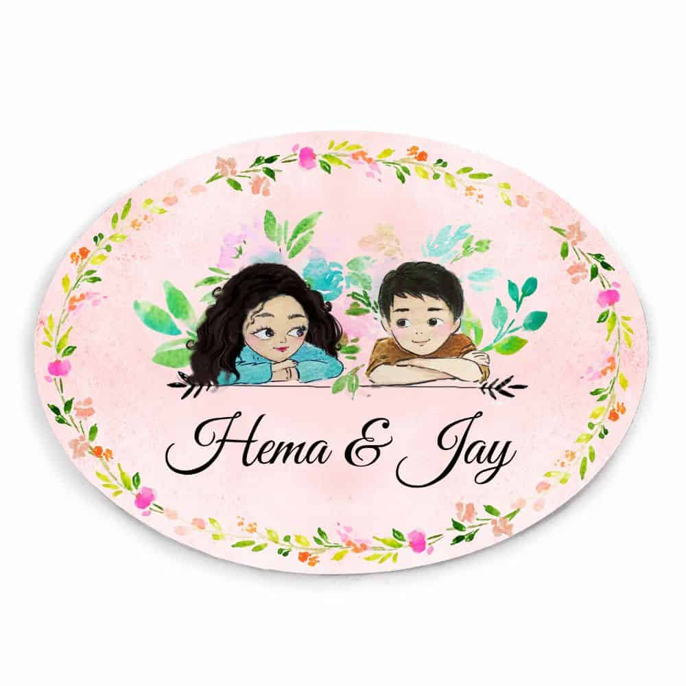 Handpainted Customized Name plate - Couple Name Plate | rangreli