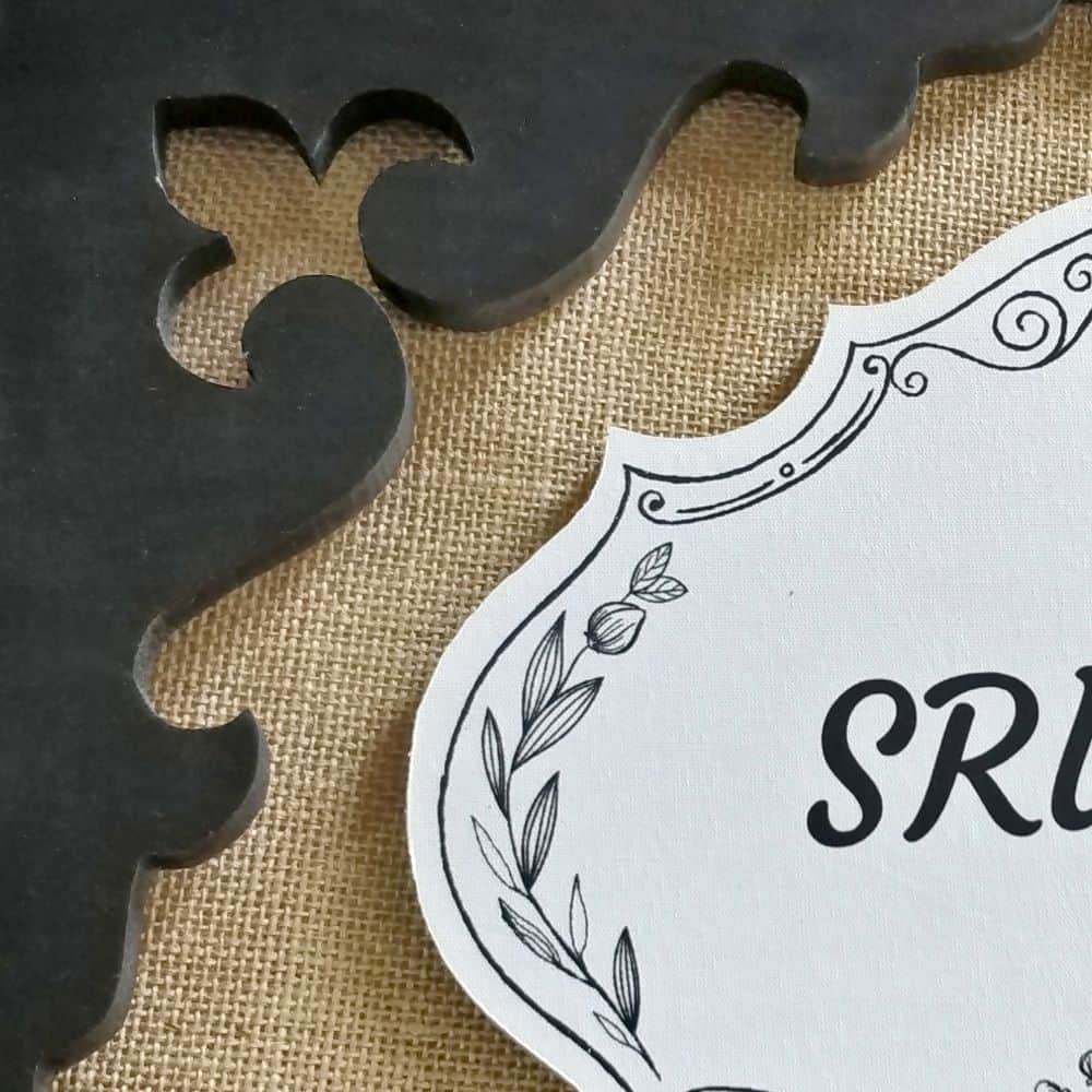 Handpainted Hanging Name plate - Ivory Victorian with Graphite Black B ...