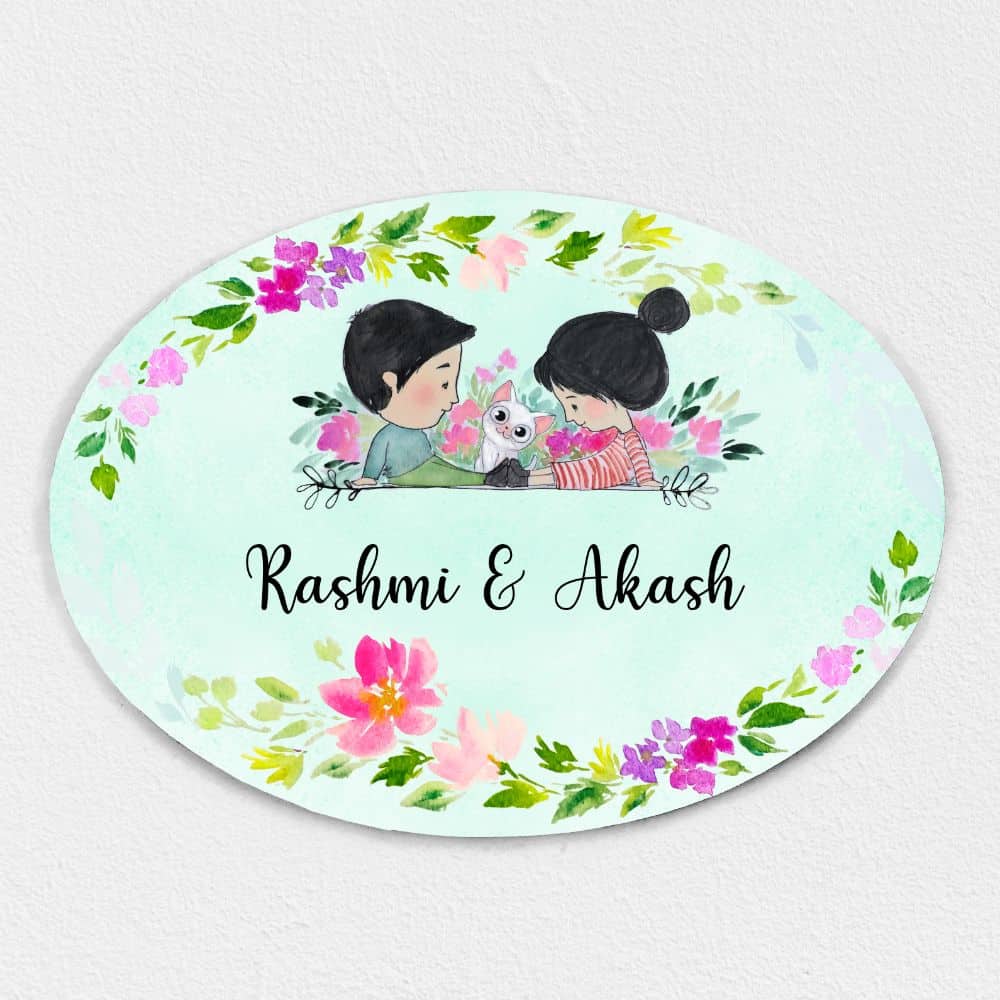 Customized Floral Nameplates for Home | Flower Design Nameplates – rangreli